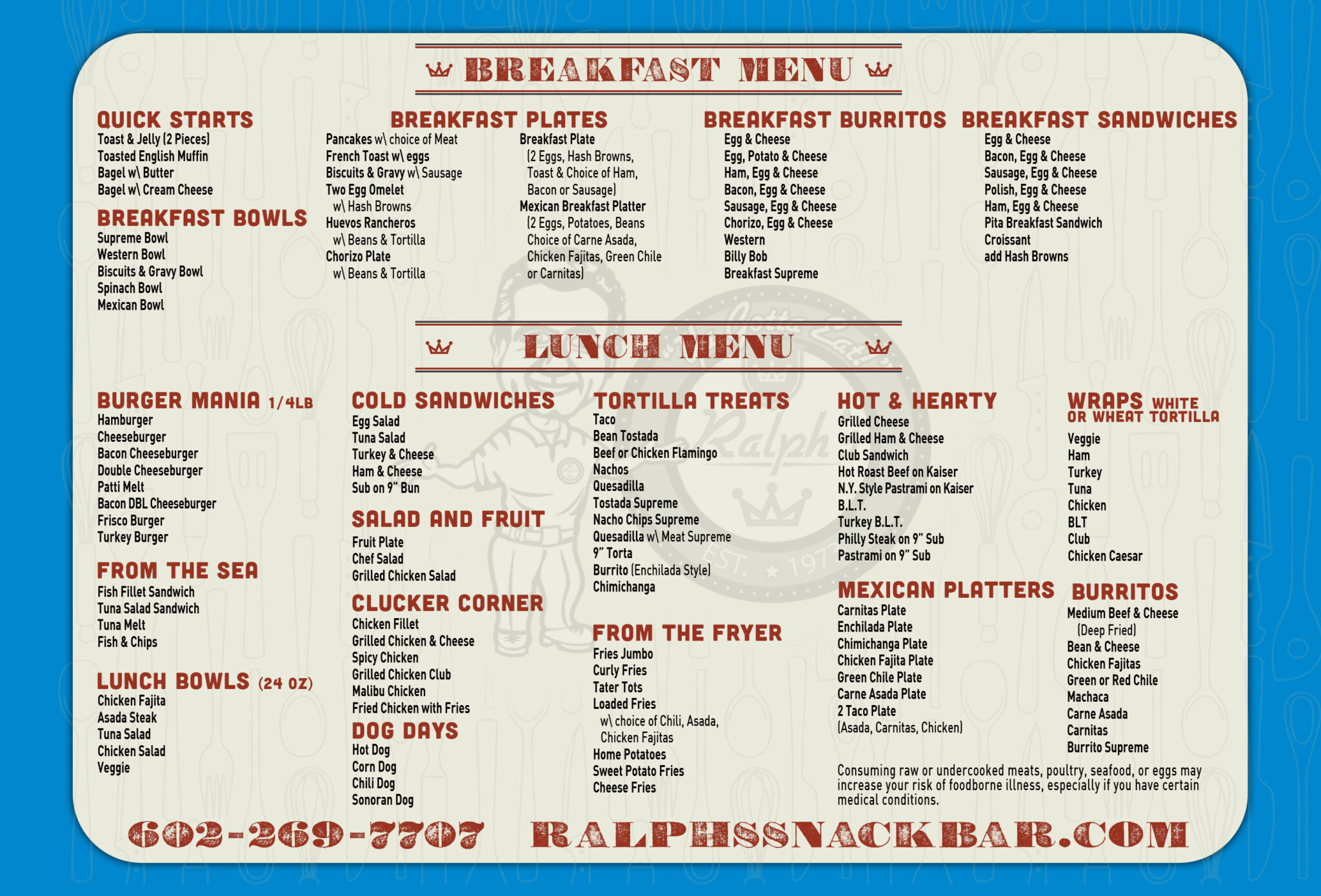 Menu - Ralph's Snack Bar | Top Food Trucks in Phoenix, AZ 602-269-7707